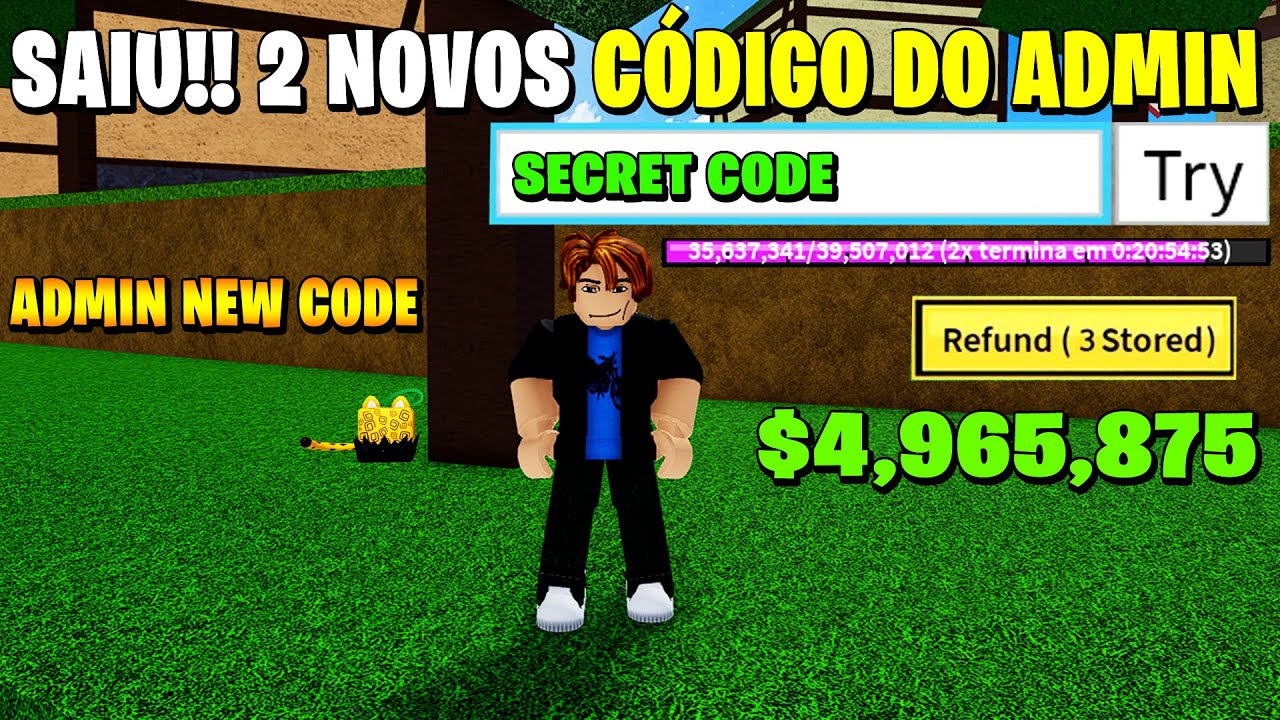 SAIU!! 2 NOVOS CÓDIGOS SECRETOS DO ADMIN NO BLOX FRUITS (roblox) - YouTube
