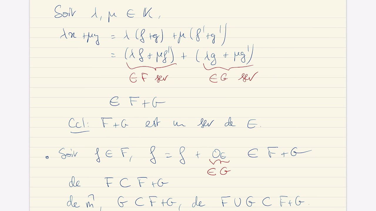 Somme de sous-espaces vectoriels - YouTube