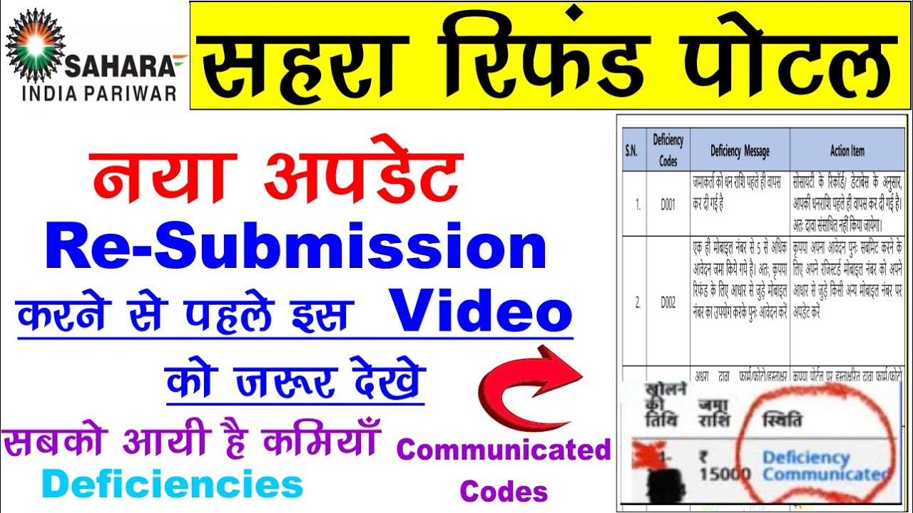 sahara refund new update| sahara refund re Submission online kaise kare ...