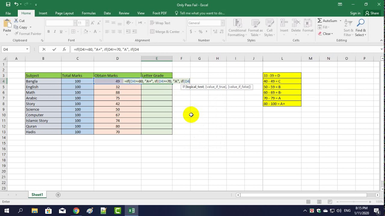 How to Get Result Letter Grade in Excel Bangla Tutorial YouTube how-to-get-result-letter-grade-in-excel-bangla-tutorial-youtube