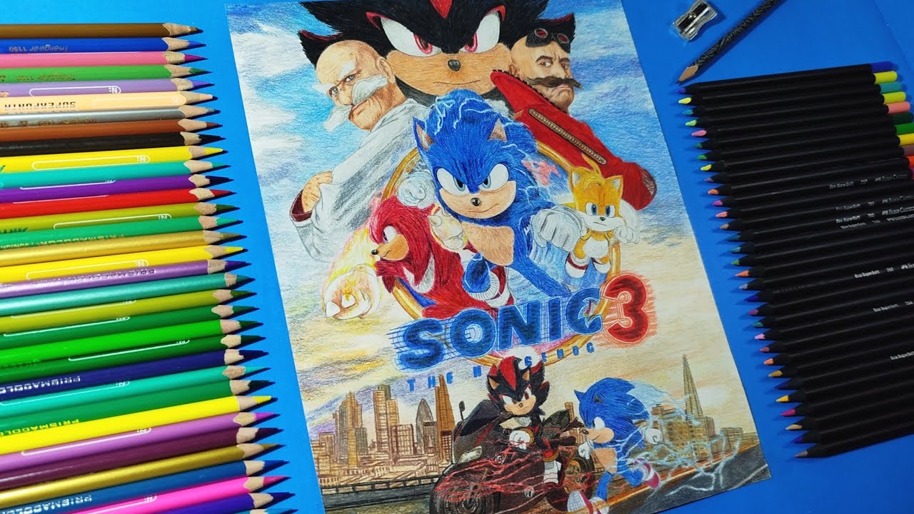 Dibujando el segundo Poster de Sonic 3 La película | Drawing the second ...
