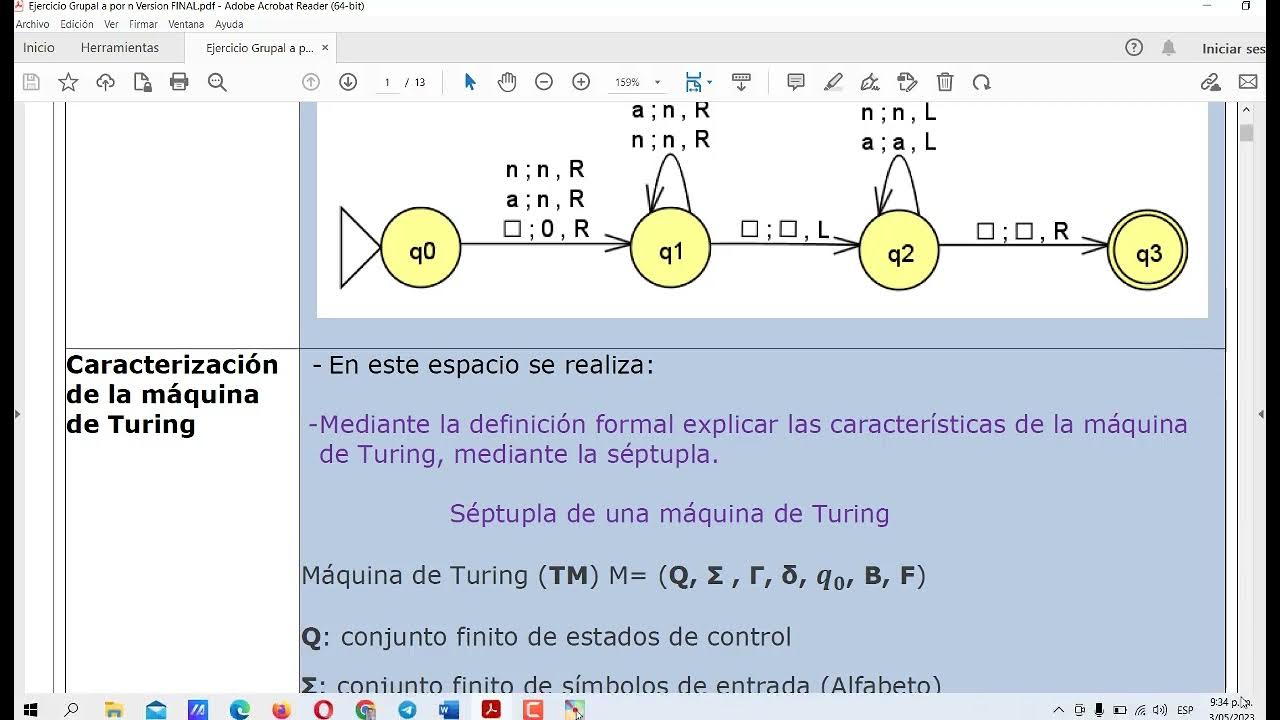 Ejercicio Grupal 1. Máquina de Turing Reconocedora que cambia el ...