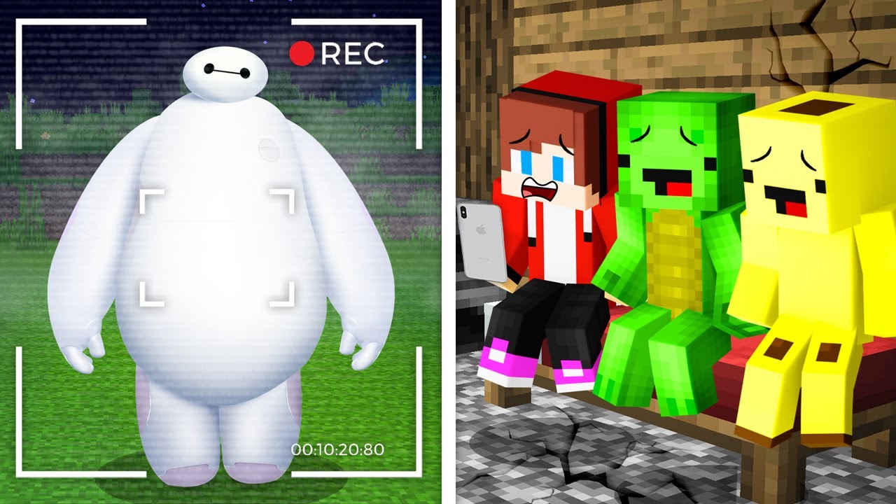 JJ and Mikey found BAYMAX in Minecraft Maizen Security House! Banana ...