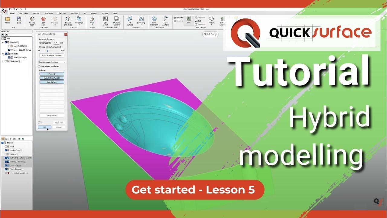 QUICKSURFACE Getting Started Tutorial 5: Hybrid modelling - YouTube