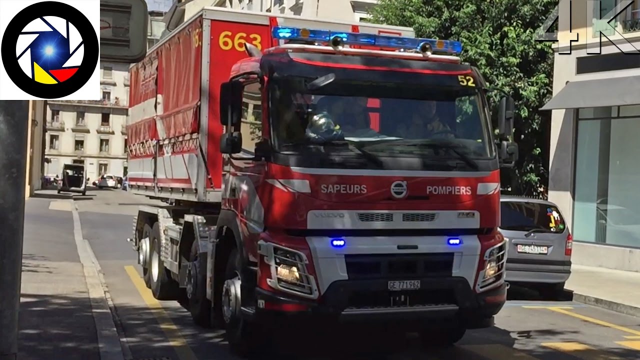 Pompiers Genève Camion 52 // Geneva Fire Brigade Truck 52 - YouTube