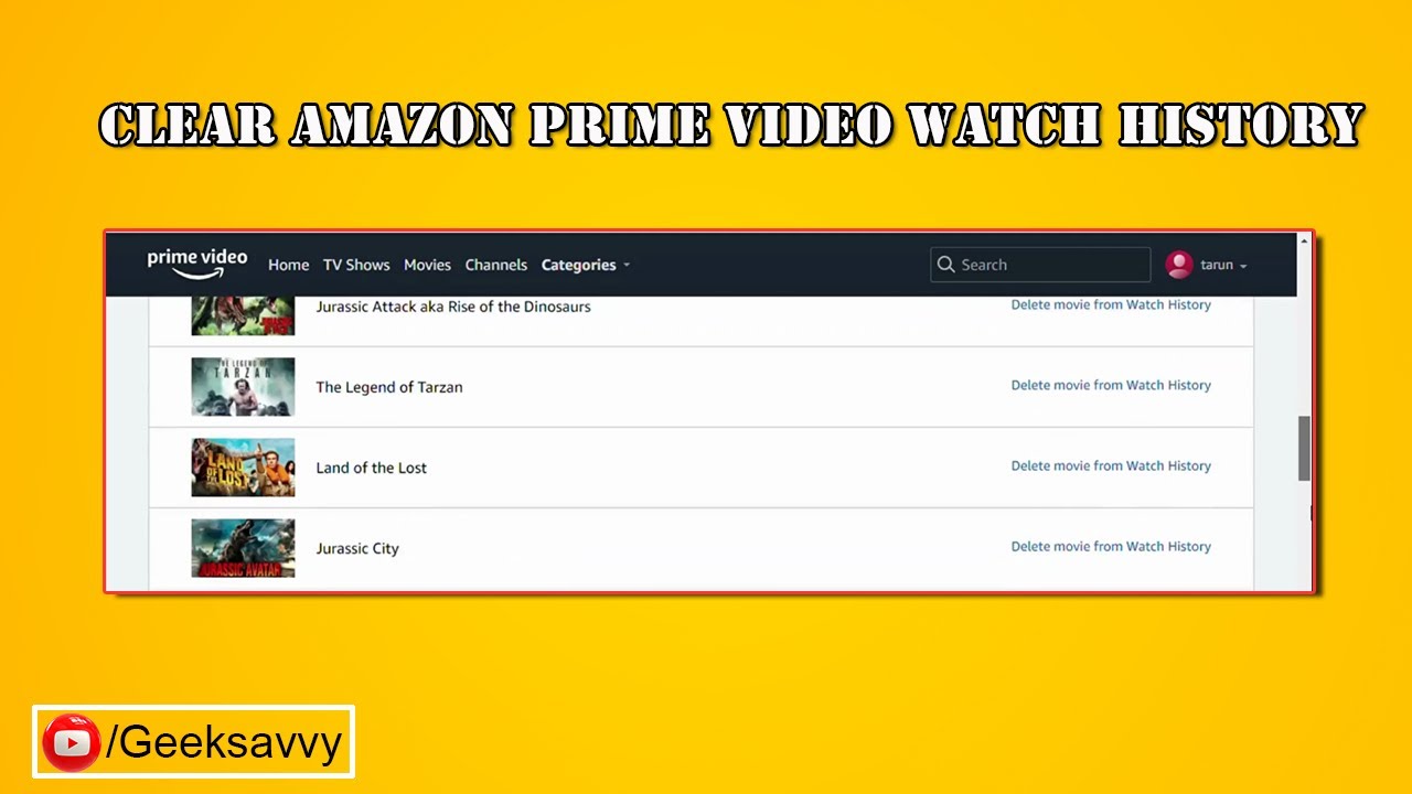How to Clear Amazon Prime Video Watch History? Geek Savvy - YouTube