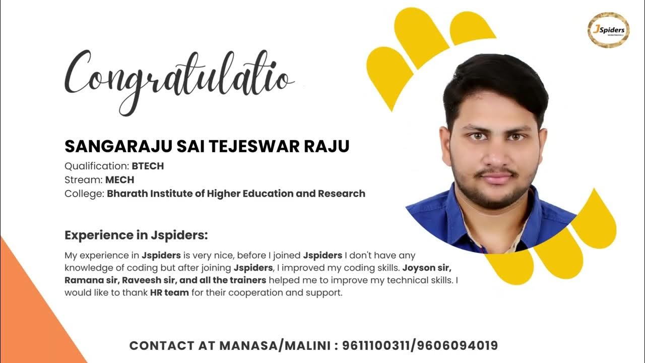 Student Successfully Placed | Java Full Stack Development | Jspiders Marathahalli | S Sai ...