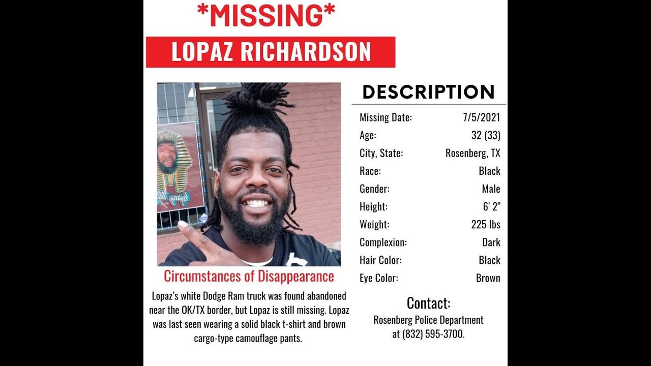Lopaz Richardson MISSING Last Seen Spring, TX - YouTube