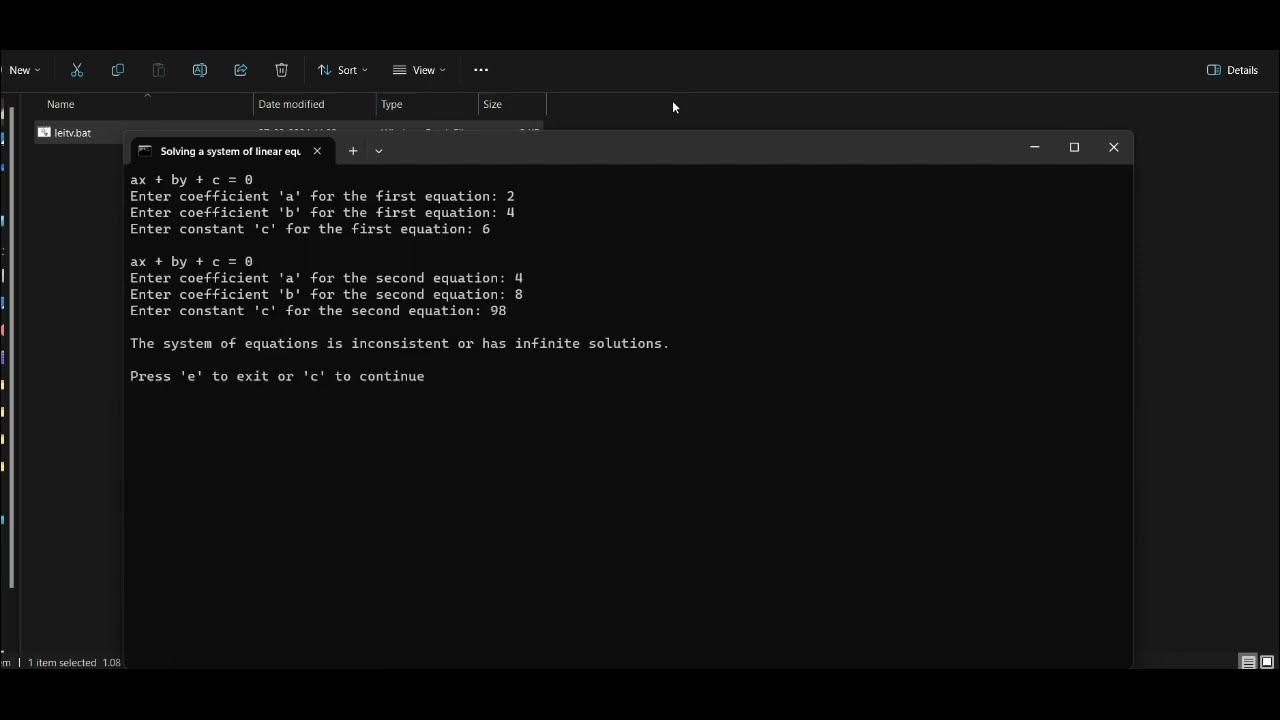 Batch file- Pair of linear equations in two variables (code in description) - YouTube