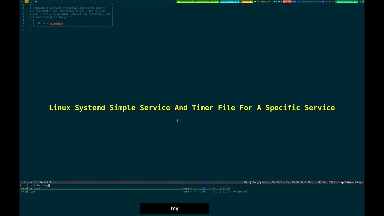 Linux Systemd Simple Service And Timer File For A Specific Service 2024_09_15_04:38:16 - YouTube