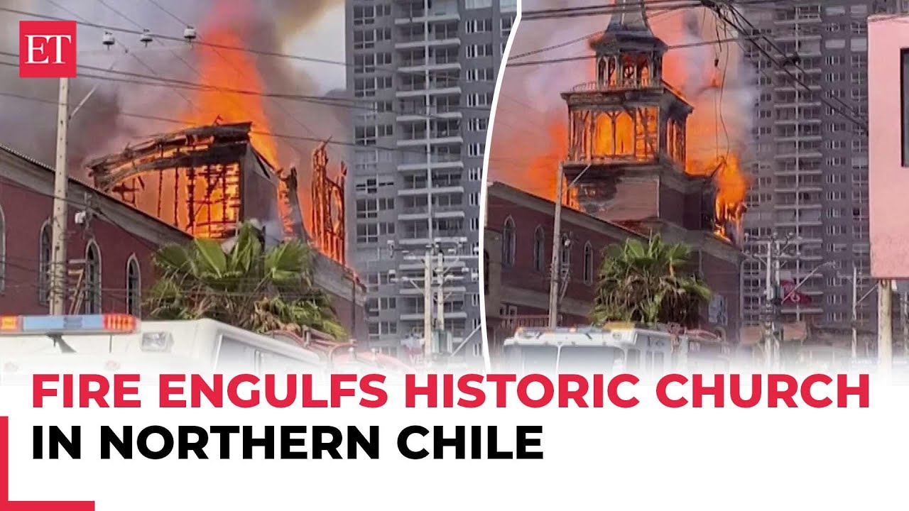 Historic church destroyed by raging fire in coastal Chile - YouTube