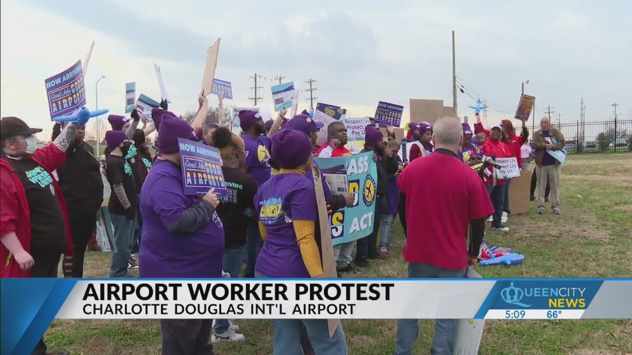 Airport support workers rally at Charlotte-Douglas, call for Congress ...