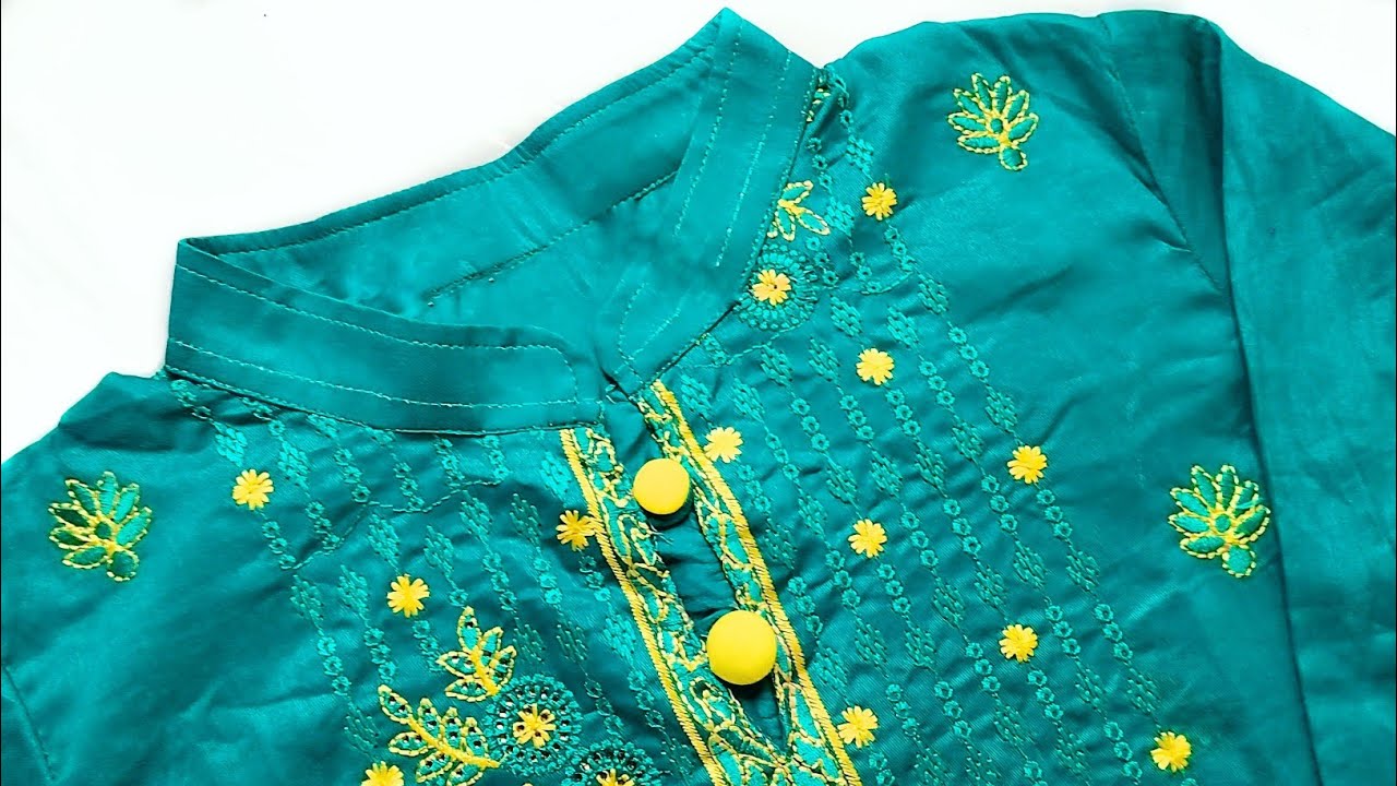 Perfect Round Collar Neck Design with Placket Easy Cutting and ...