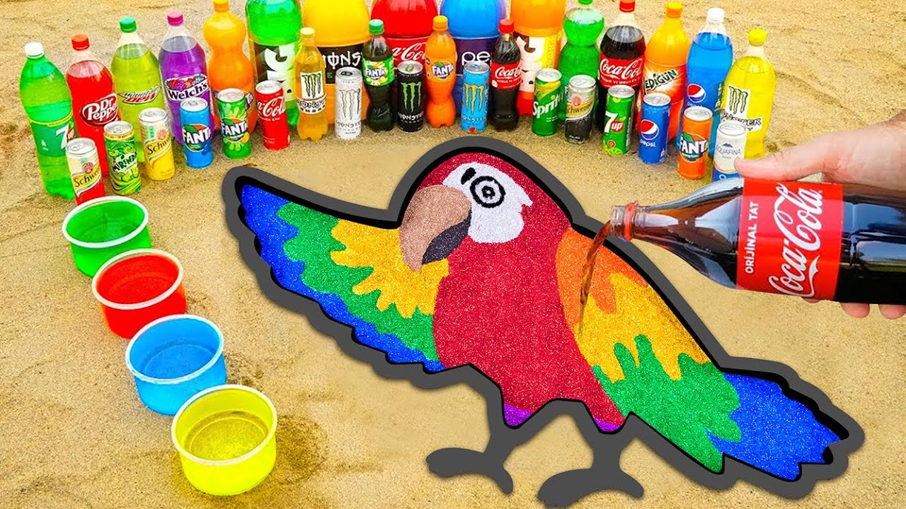 EXPERIMENT COCA ⭐ How to make Rainbow Parrot vs Strongbow, Glitter ...