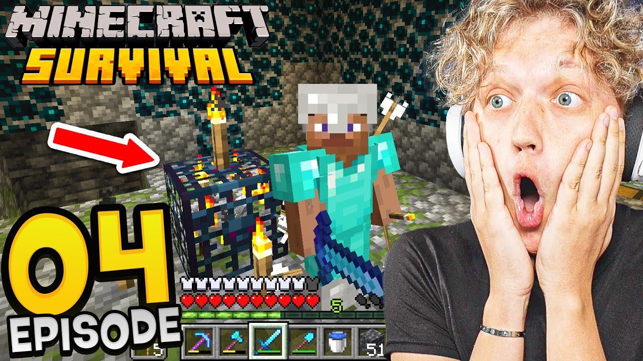 Minecraft Survival #4 - DOUBLE MOB SPAWNER! (rarest spawner) - YouTube