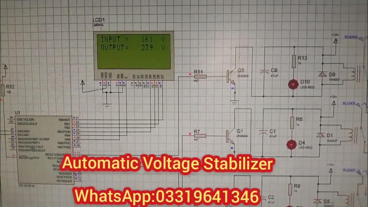 Automatic Voltage Stabilizer Pic16f72 Proteus Simulation C code in MikroC - YouTube