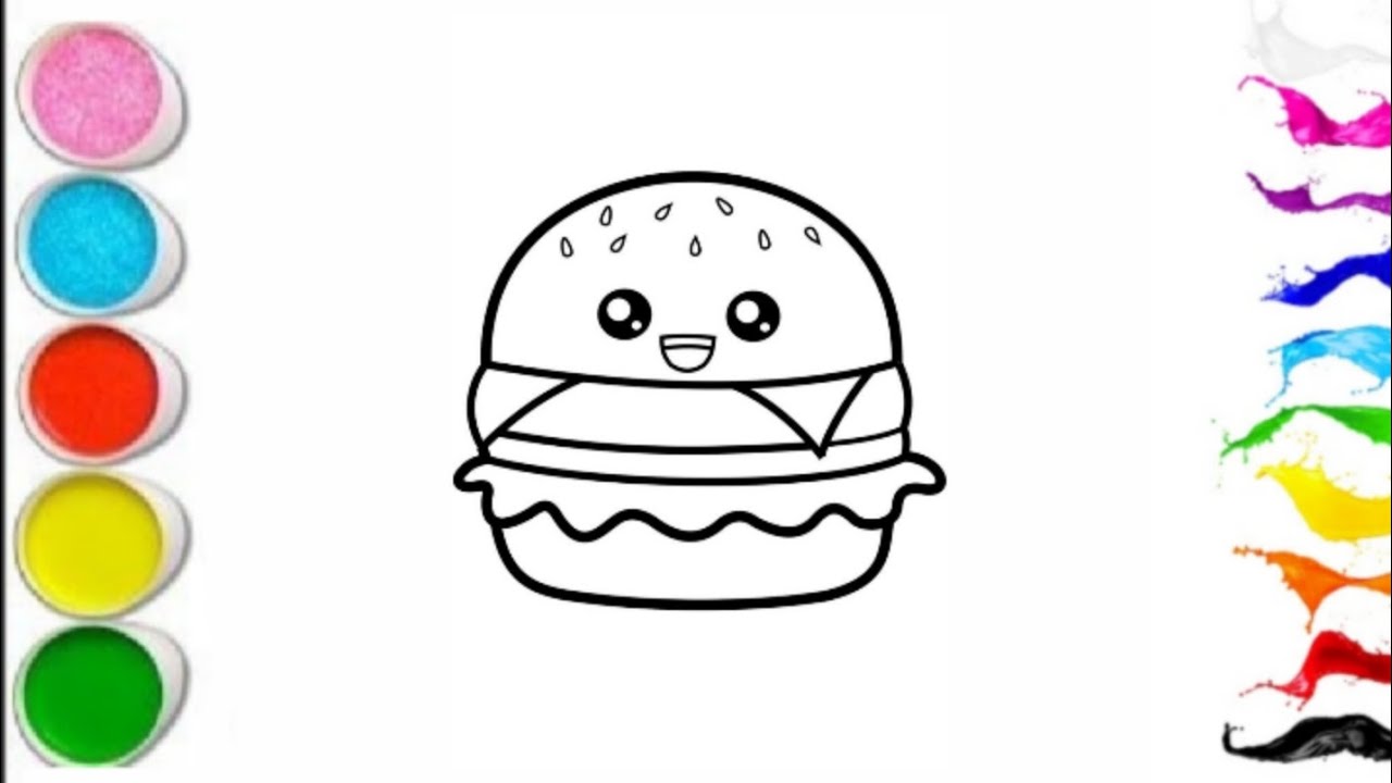 how draw zinger burger 🍔 for beginners/zinger burger drawing easy - YouTube