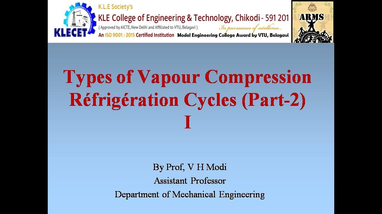 Types of Vapour Compression Réfrigération Cycles (Part-2) - I - YouTube