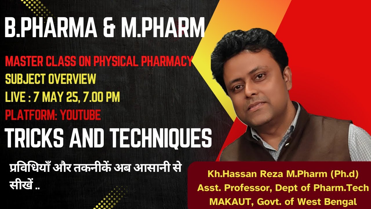 MASTER CLASS ON PHYSICAL PHARMACY IN ENGLISH & HINDI for B.PHARM and M.PHARM STUDENTS. - YouTube