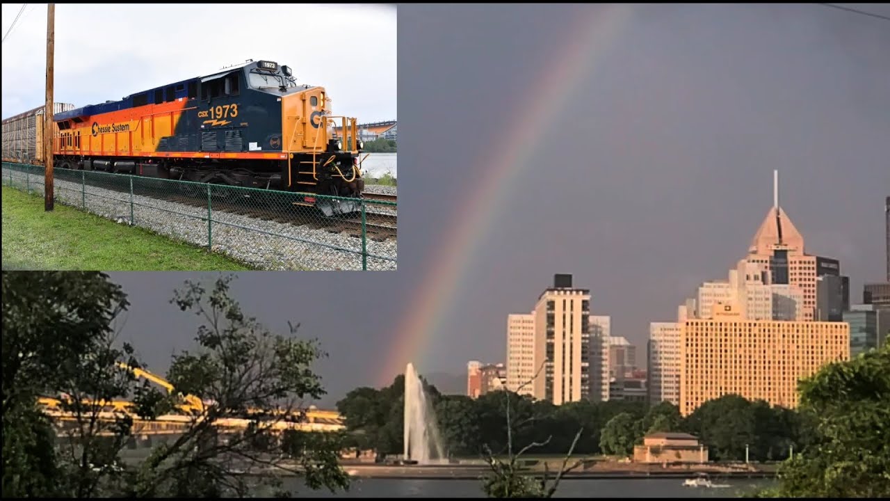 CSX Chessie System Heritage #1973 at Pittsburgh w/ Storm & Rainbow ...