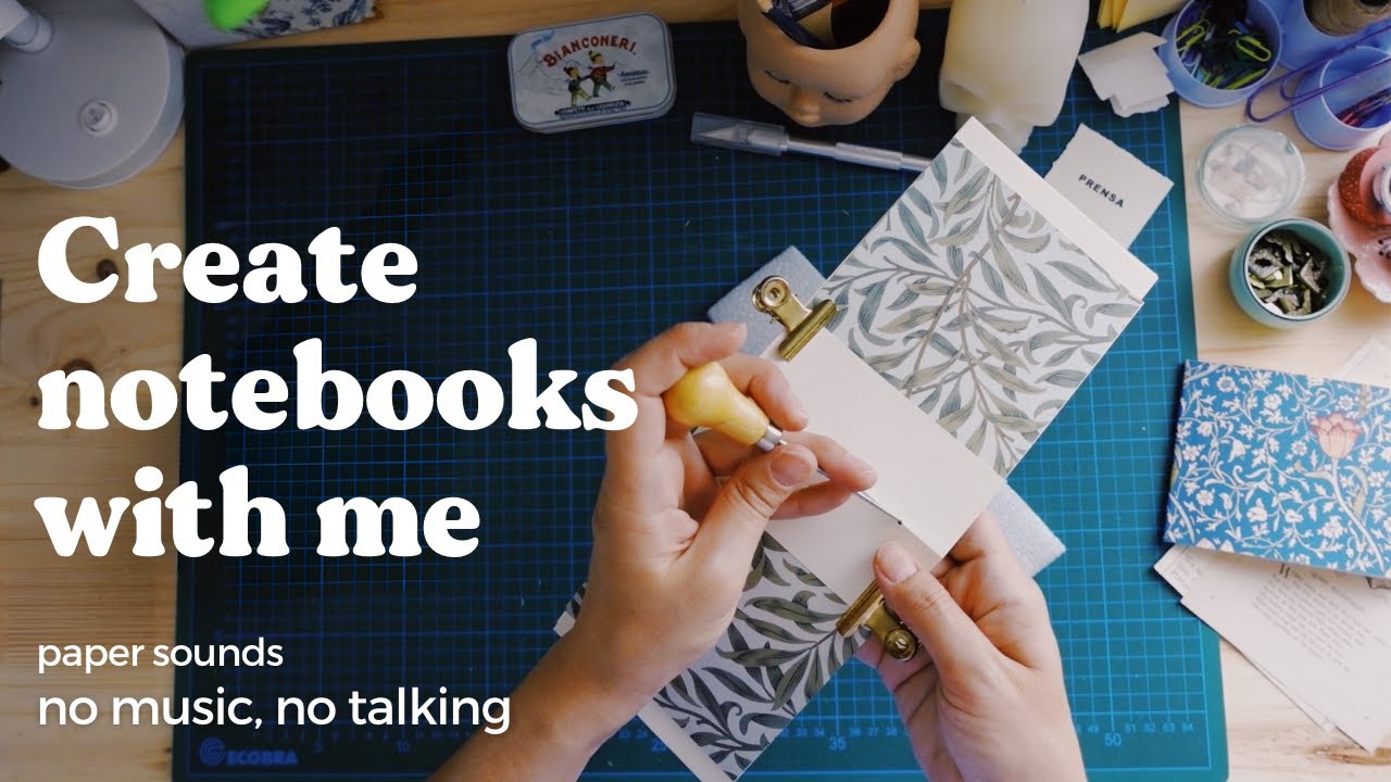 Book binding ASMR | No music, no talking | Creating small sketchbooks with William Morris prints ...