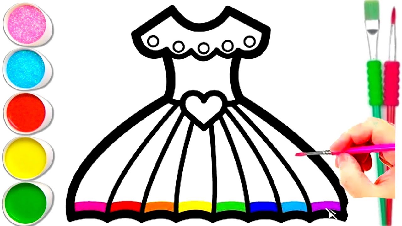Beautiful Rainbow Dress Easy and Colorful drawing easy with colours ...