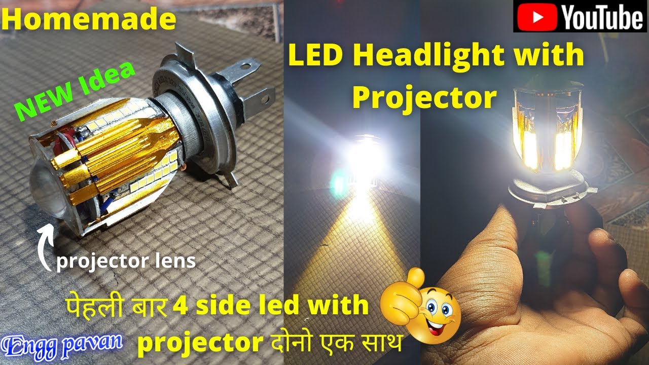 DIY LED Headlight With Projector अब आसानी से घर पर Projector LED ...