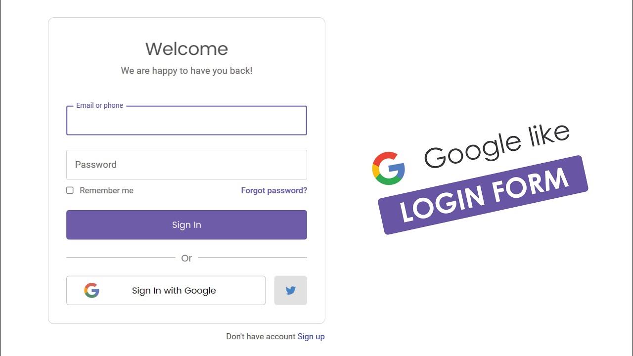 How to create a google like login page using HTML and CSS. - YouTube