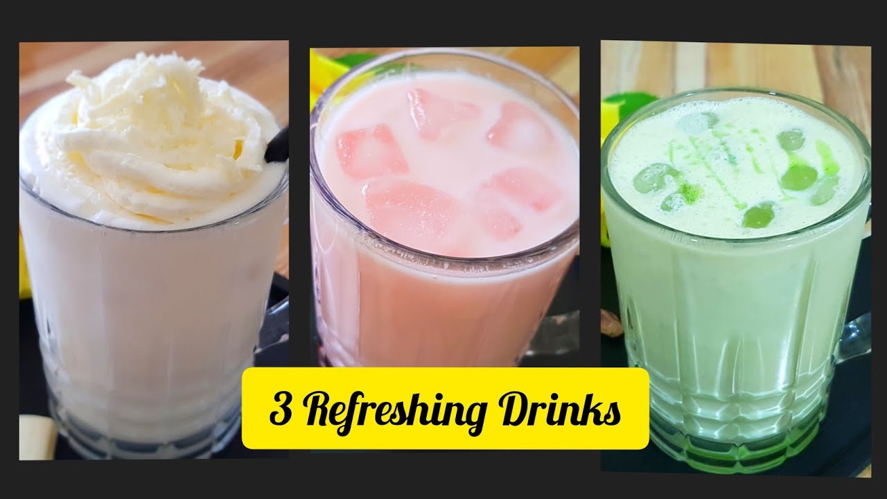 Three refreshing Drinks for summers 2020/ Pista milk, almond milk ...