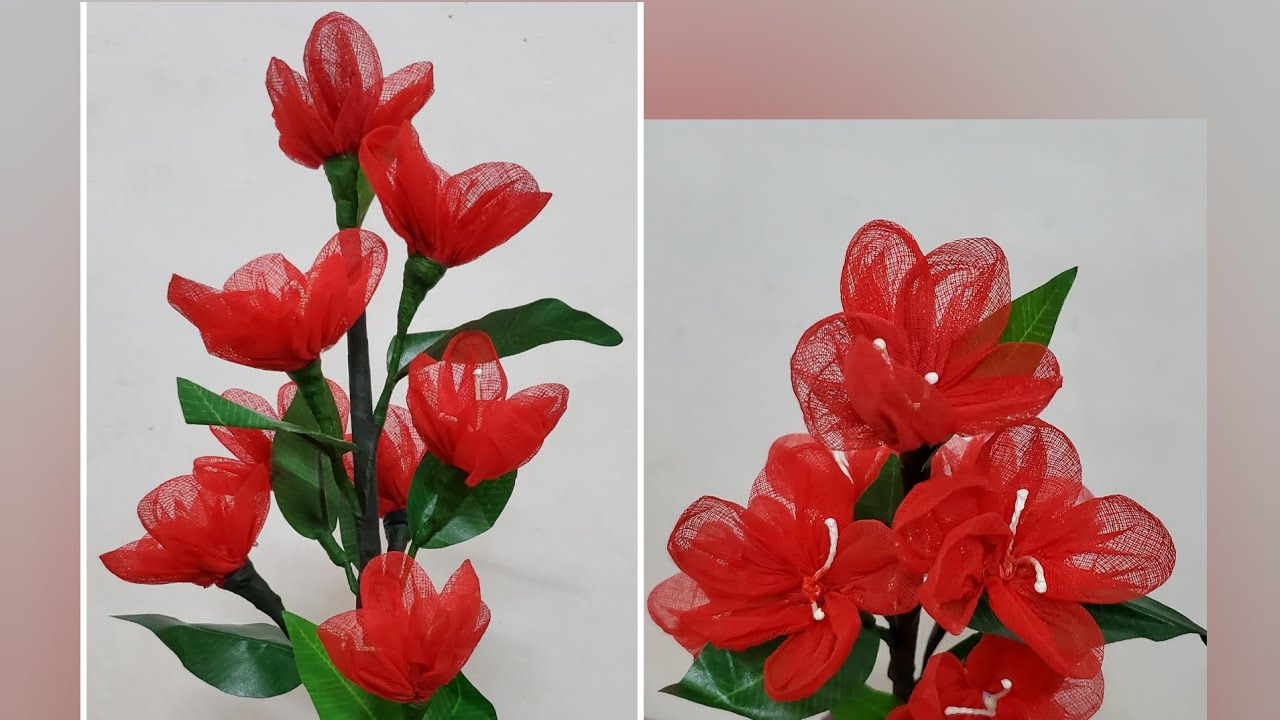 Simple organdy cloth flower | flower making tutorial | mashhoora's ...