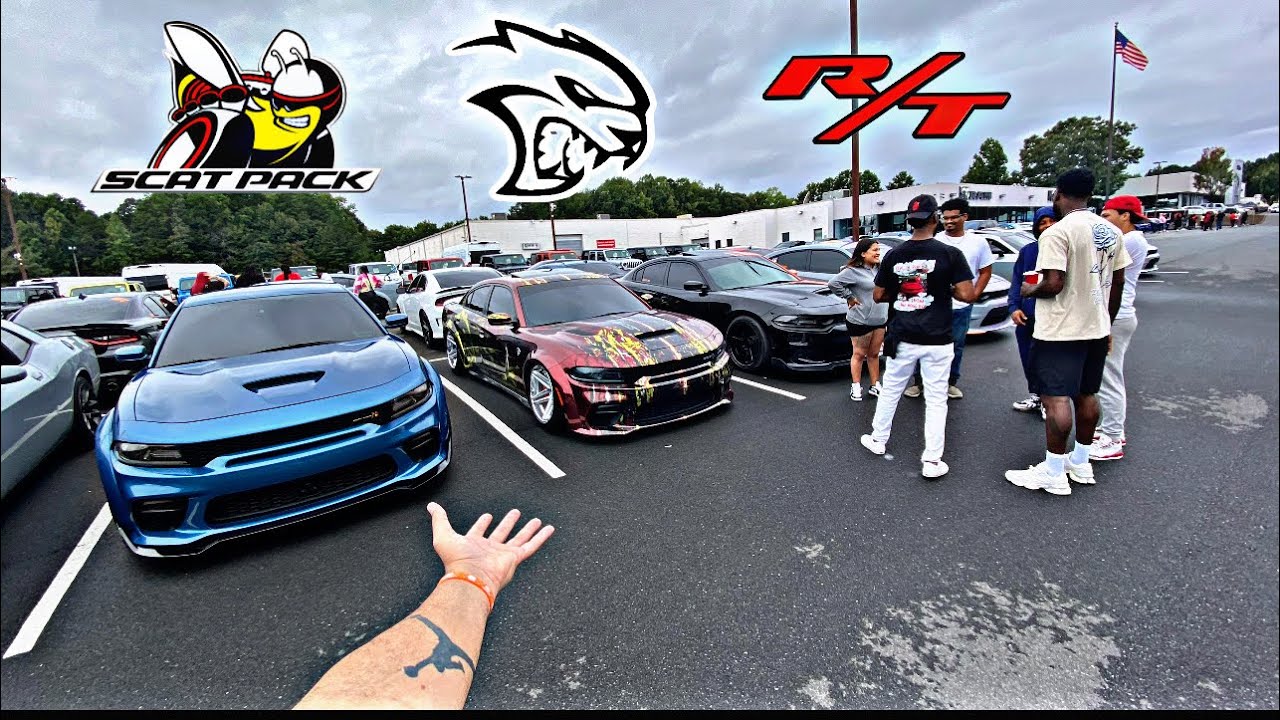 Chargers And Challengers Take Over Dealership | Car Meet At Dodge ...