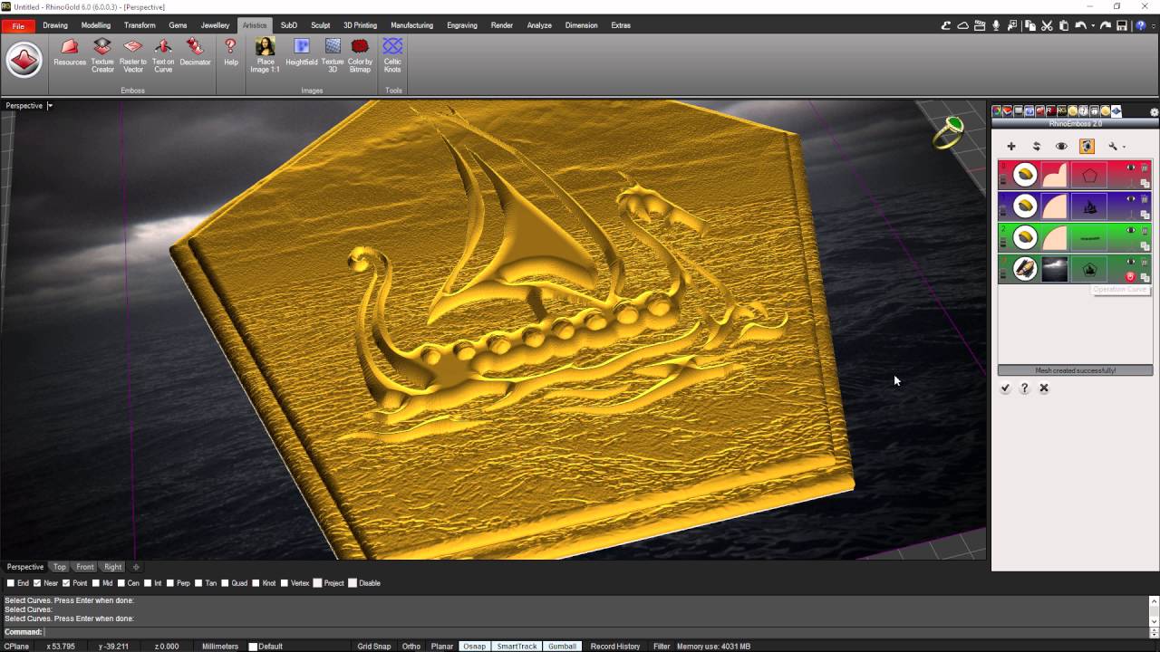 Clayoo 2 - Emboss Viking Medal (RhinoGold 6 Interface) - YouTube
