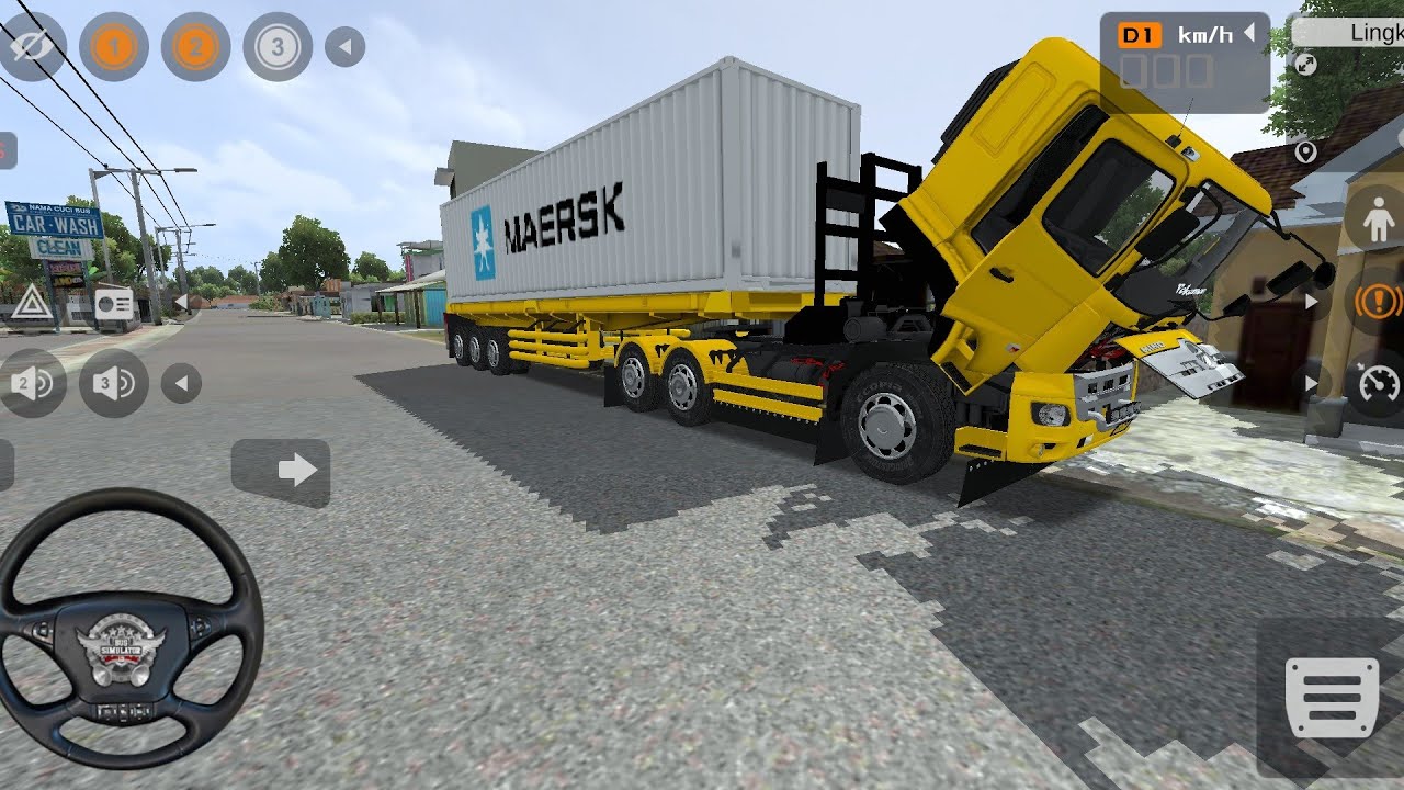 TRUK WARNA KUNING PERMAINAN MOBIL TRUK PETI KEMAS MENGANTAR PAKET ...