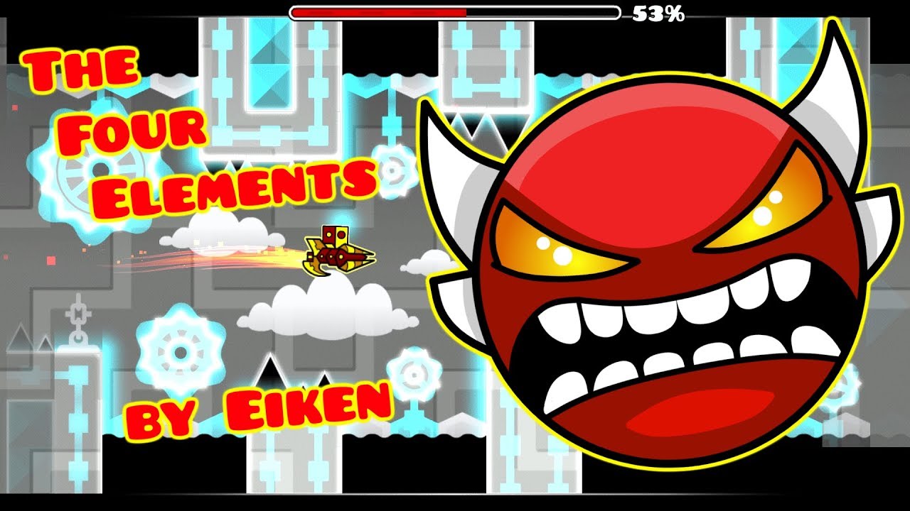 [60HZ] Geometry Dash - The Four Elements by Eiken [Insane Demon] - YouTube