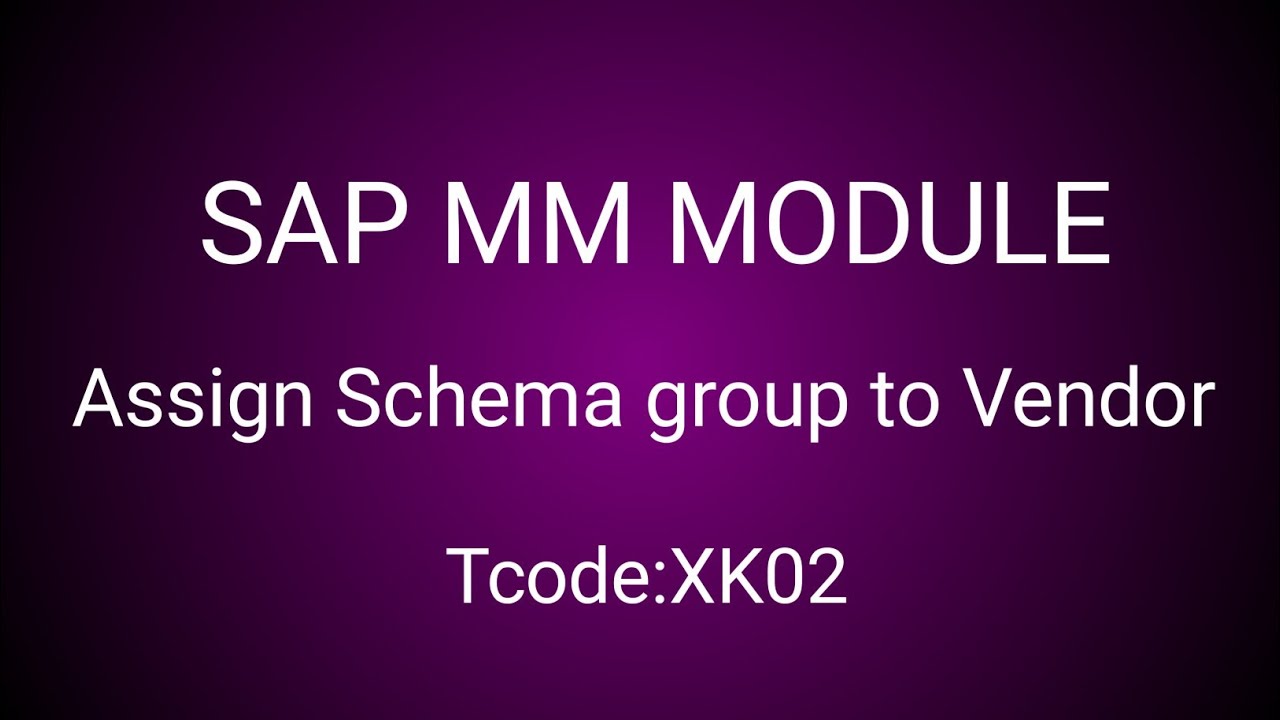 SAP MM Module Assign schema group to vendor - YouTube