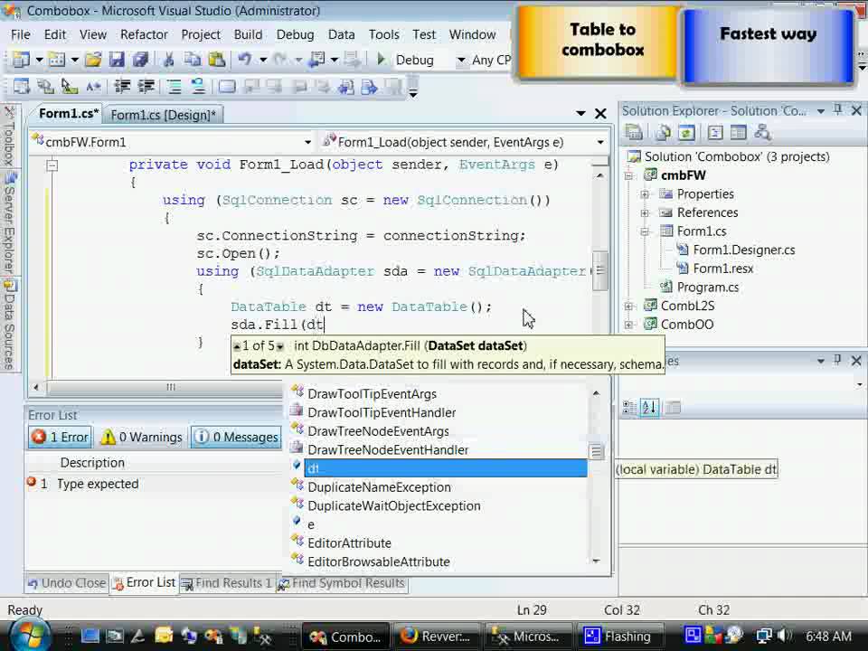 How To Fast Fill A Combobox With Data From Database Youtube