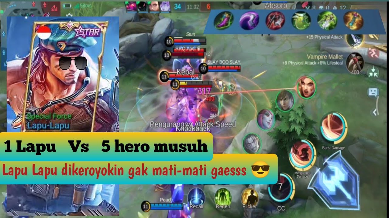 Lapu Lapu 1 Vs 5 ( dikeroyokin Ultimate musuh) Gak Mati mati || Mobile ...
