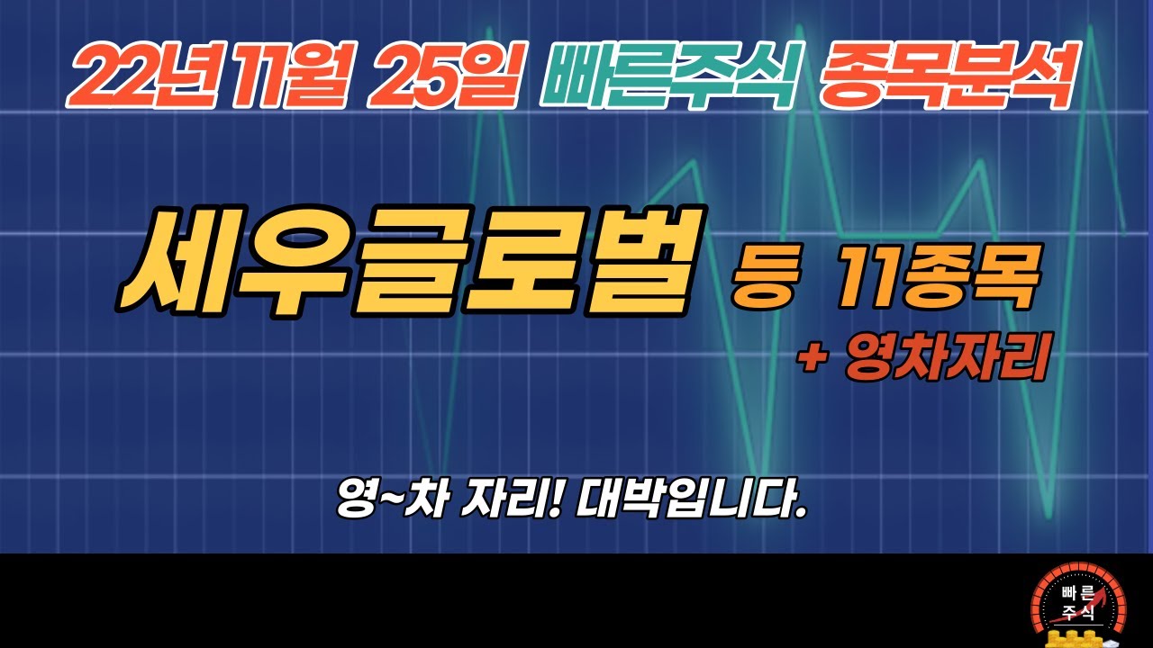 11월 25일 빠른주식 종목분석세우글로벌 에이치와이티씨 이엠넷 한국선재 웰크론 코오롱글로벌 플레이위드 서울리거 위더스제약 현대리바트 바이온 영차자리