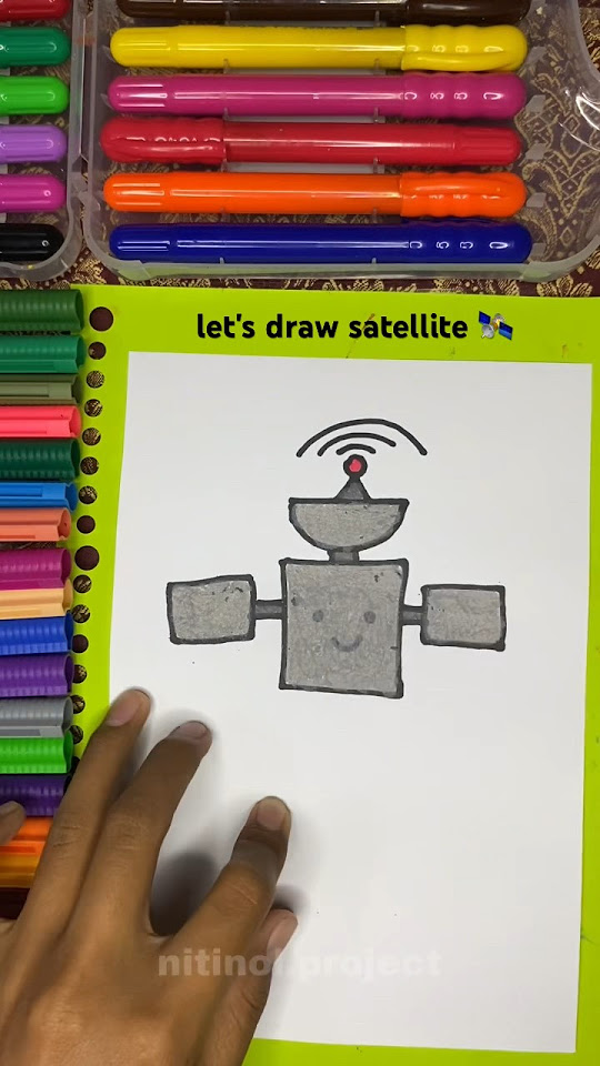 How to draw satellite - Cara menggambar satelite mudah - easy drawing ...