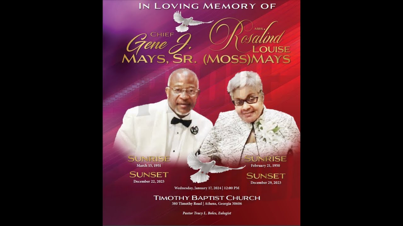 Gene & Rosalind Mays Funeral Service I Timothy Baptist Church I Pastor ...