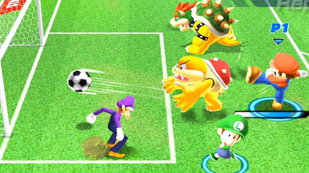 Mario Sports Superstars Football Mario , Baby Luigi vs Waluigi , Bowser ...