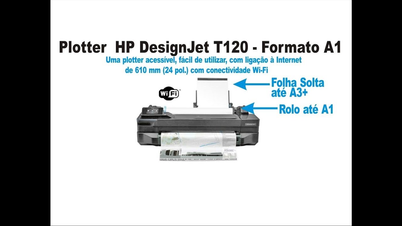 Plotter HP Designjet T120 - LojadoPlotter.com - YouTube