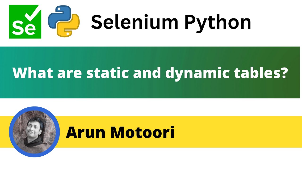 What Are Static And Dynamic Tables Selenium Python Youtube 5325