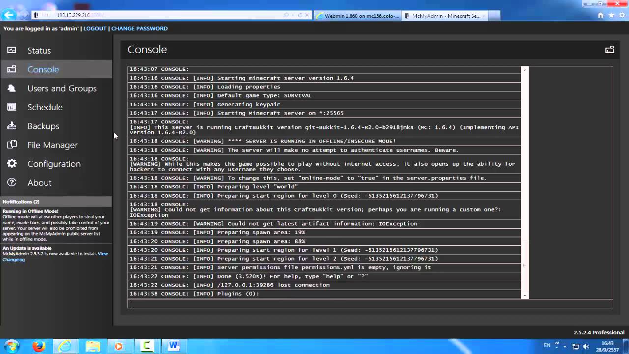 [How To] - การใช้ Mcmyadmin และการเปิด Server Minecraftᴴᴰ - YouTube