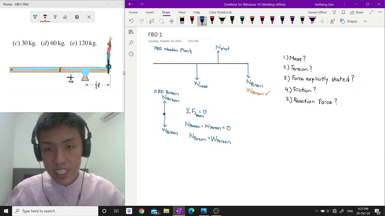 Free Body Diagram for Rigid Body Example 1 [Chapter 8: Rotation of ...