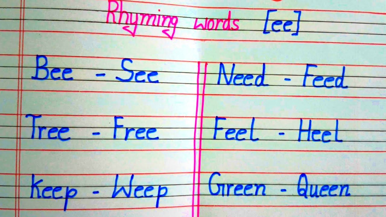 Rhyming words of vowel ee // rhyming words ee - YouTube