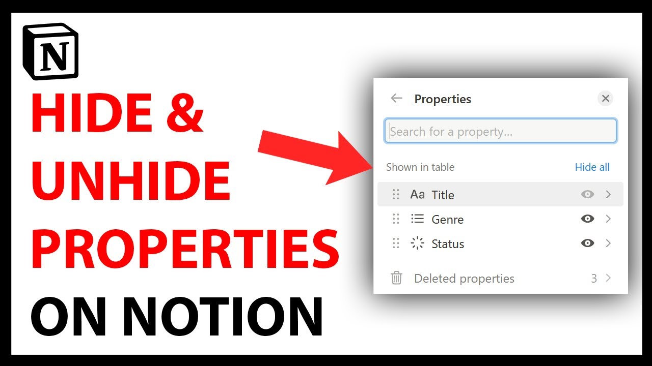 How To Hide And Unhide Properties In Notion Youtube
