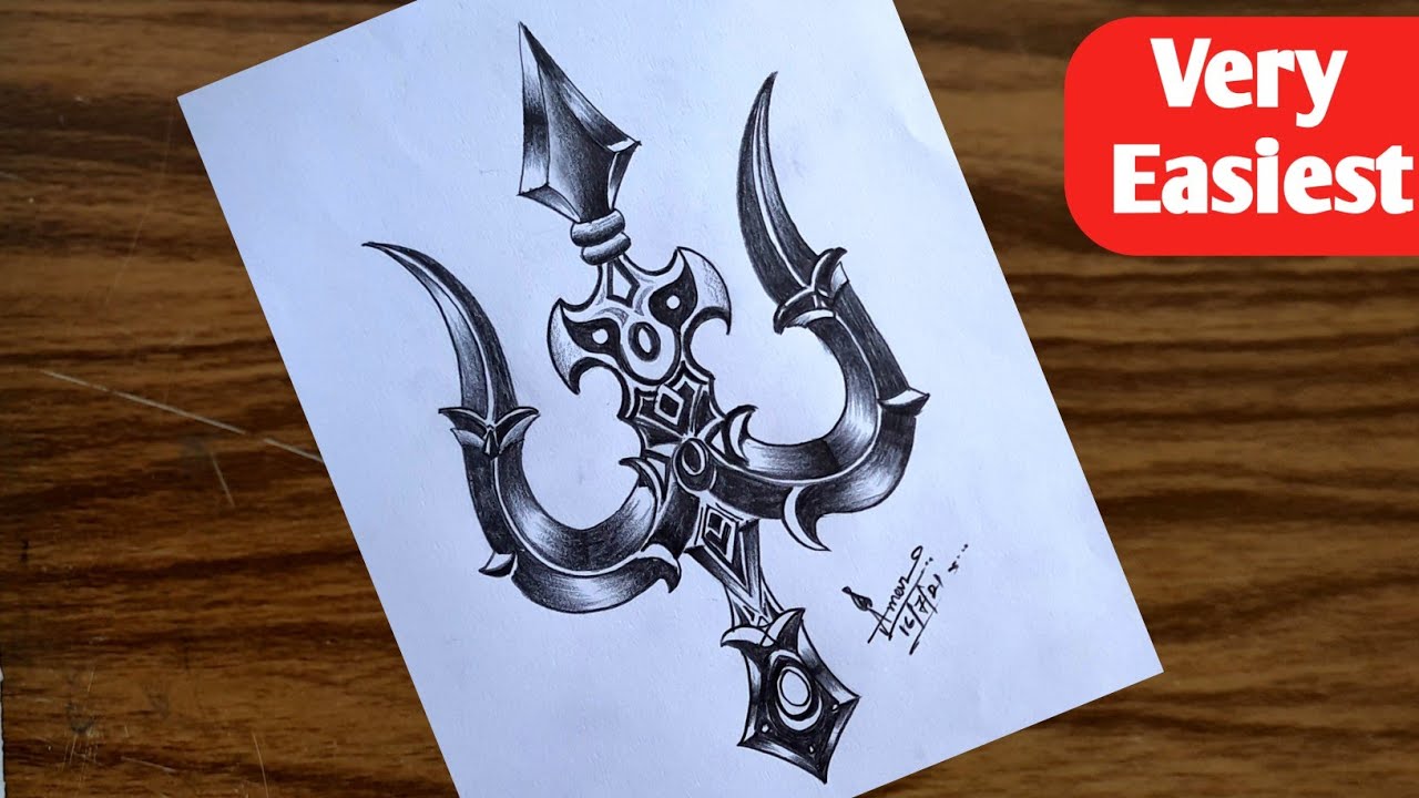 Lord Shiva Trishul Drawing Drawing// Trishul Drawing/ / pencil sketch ...