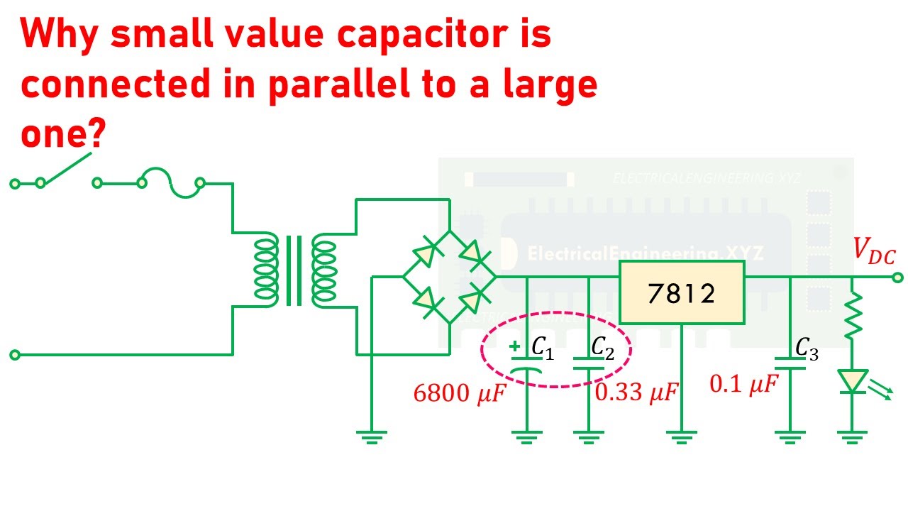 Why small value capacitor is connected in parallel to a large one in DC ...