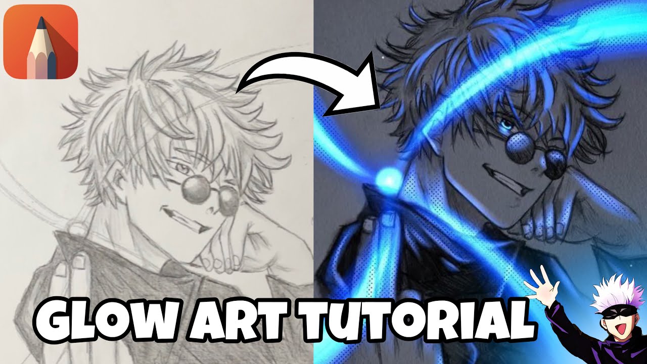 Gojo Satoru Glow Art Tutorial for Beginners | Jujutsu Kaisen Glow Art ...